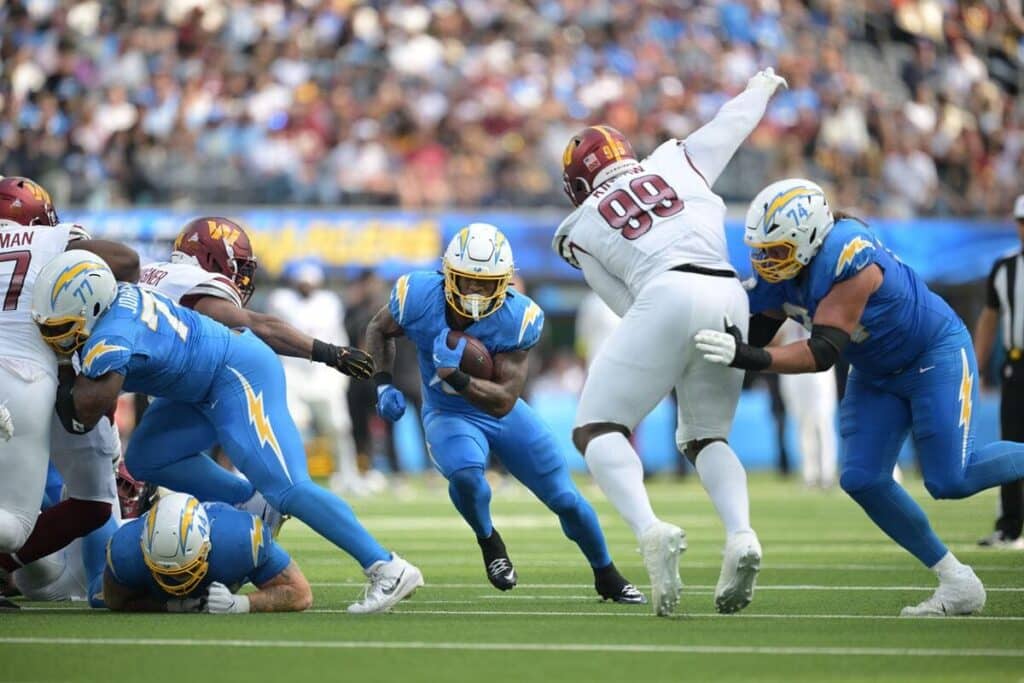 Chargers place rookie running back Hampton on injured reserve