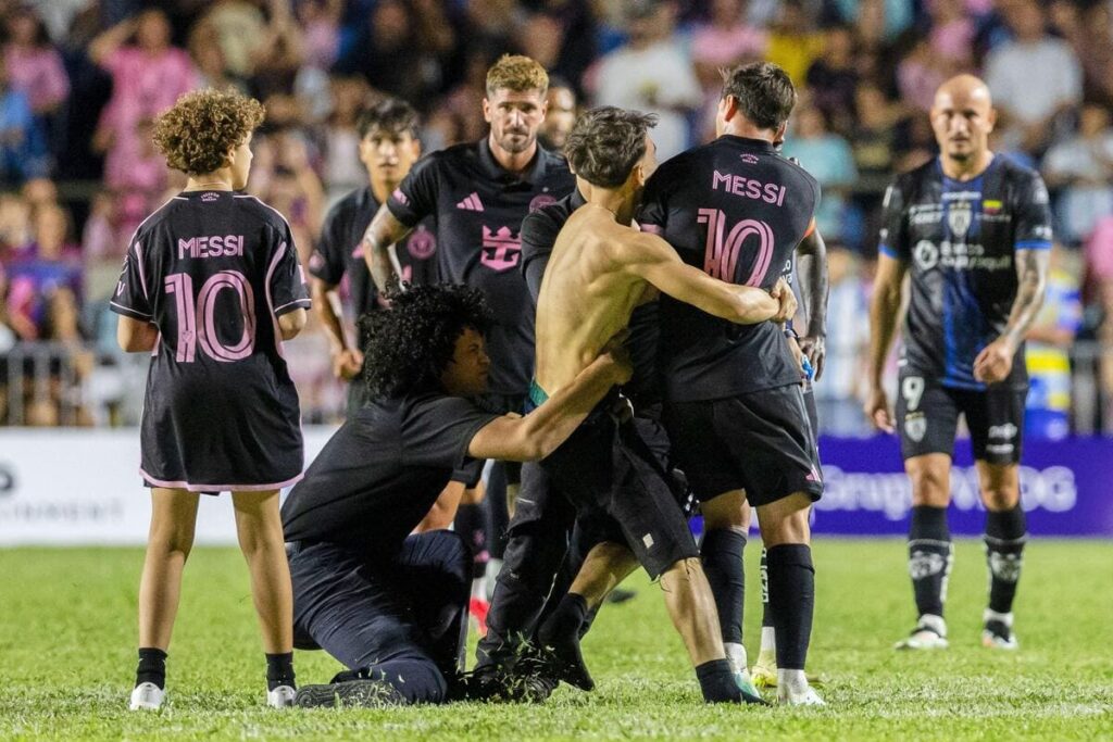 Lionel Messi rugby-tackled by pitch invader as Inter Miami win ...
